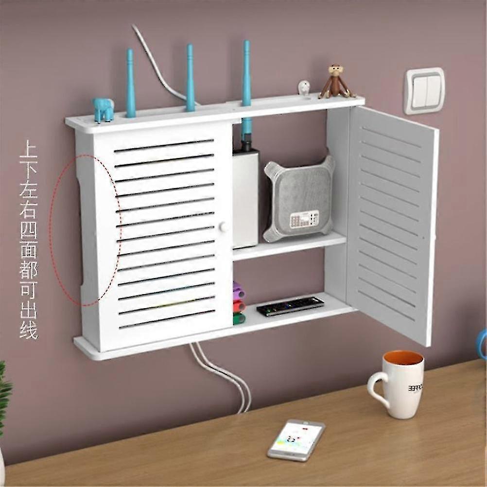 Large Wireless Wifi Router Shelf Storage Boxes Cable Power Plus Wire ...