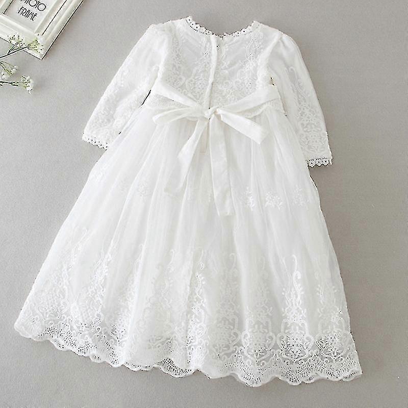 Baby Girls Baptism Dress Formal Christening Gown Dress Princess Girl Long Sleeves Lace ...