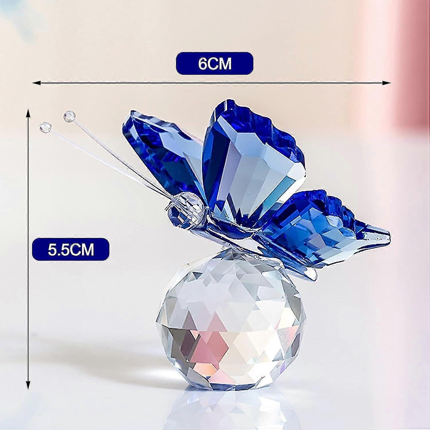 Crystal Butterfly,crystal Glass Blue Butterfly With Ball Base,ornament ...