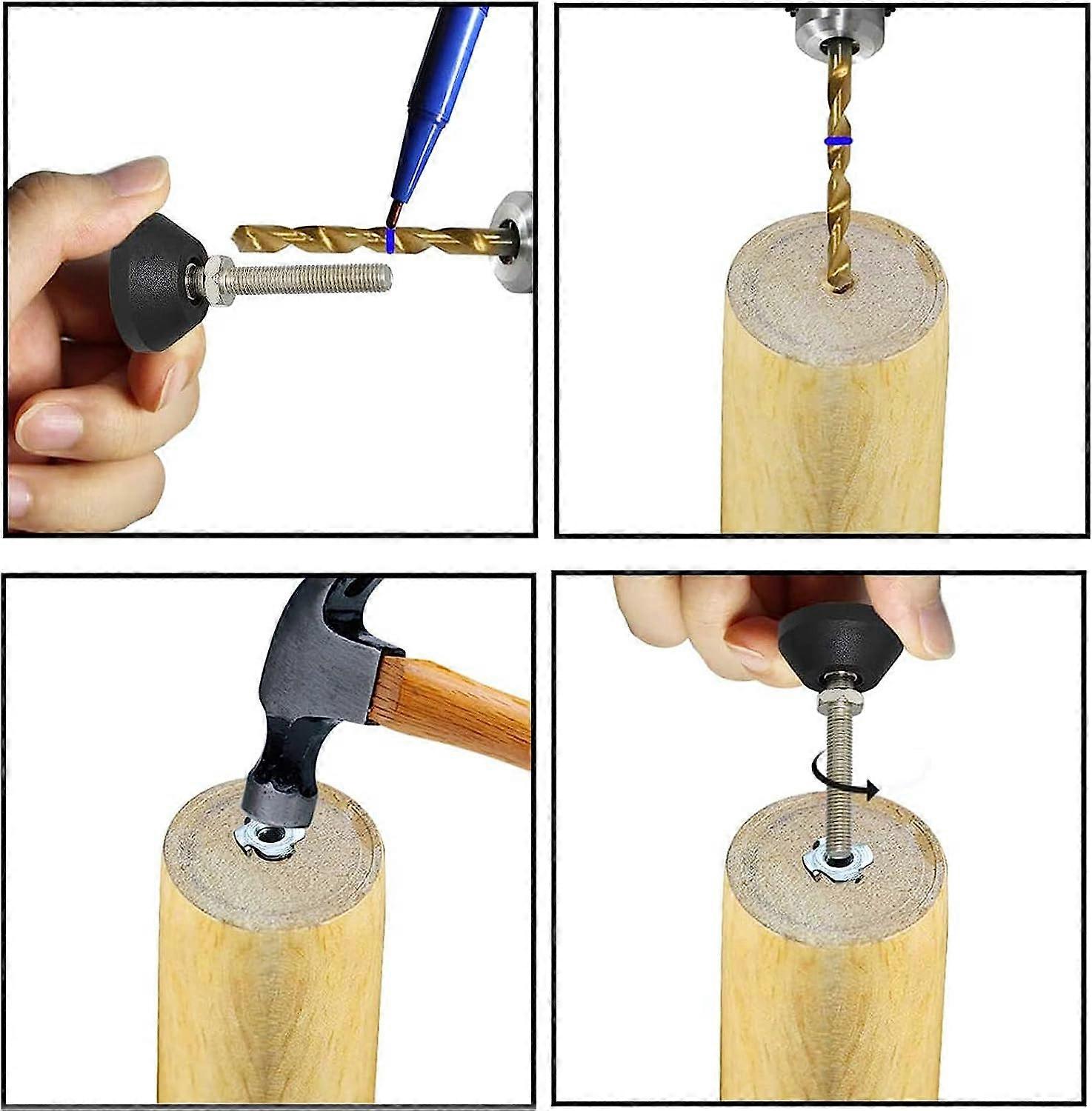 Set of 6 M10 x 80mm Adjustable Feet Adjustable Screws Furniture Leg Can ...