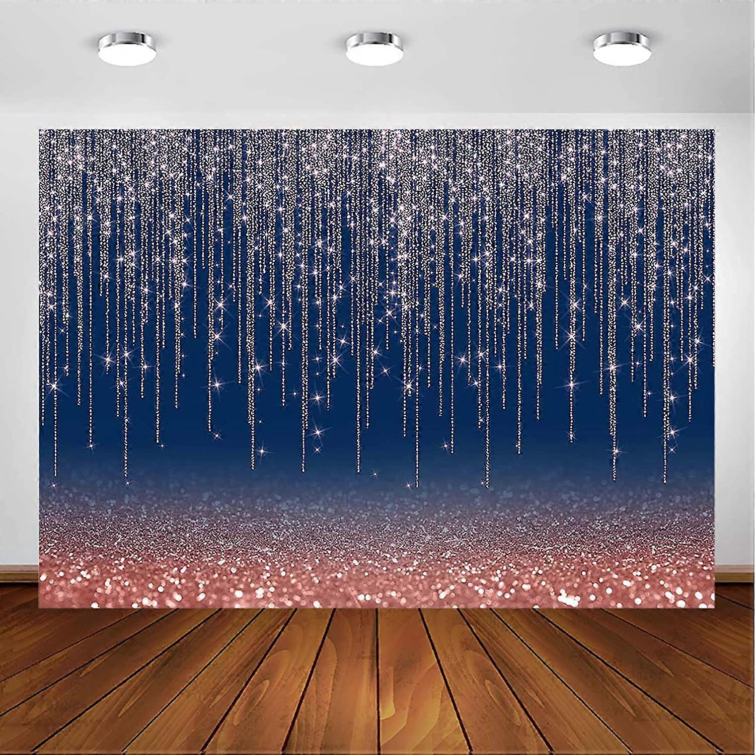 Rose Gold and Navy Glitter Sparkle Backdrop for Adult Kids Bday Party ...