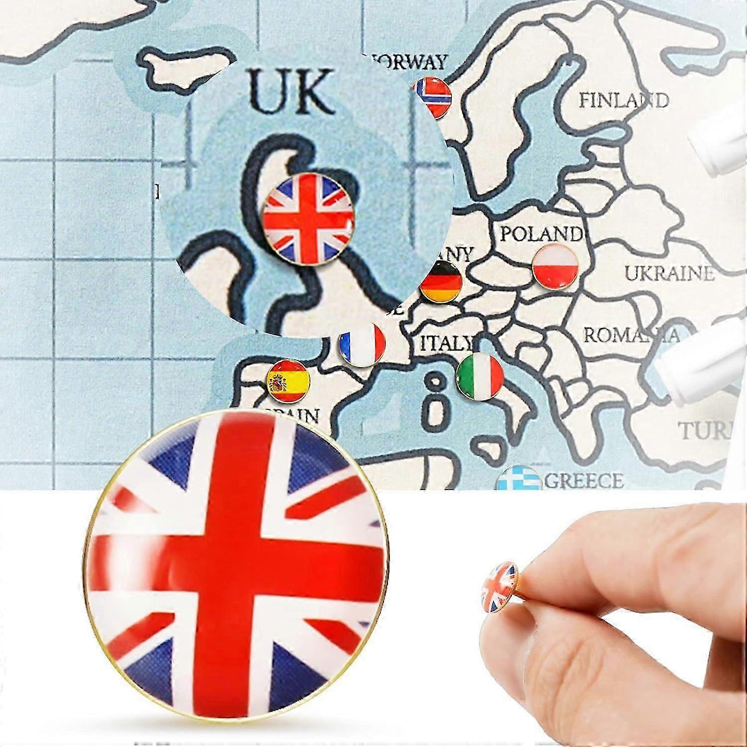 200 Pcs National Flag Pins World Push Pins Thumb Tacks Country Flag ...