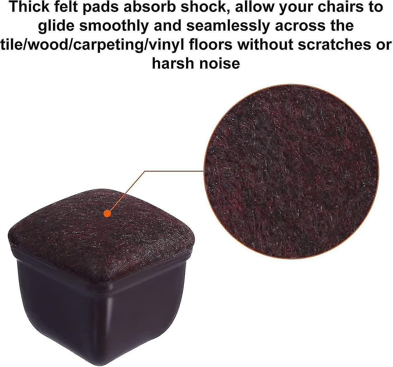 24 Pcs Square Chair Leg Floor Protectors With Felt, Chair Legs Caps ...