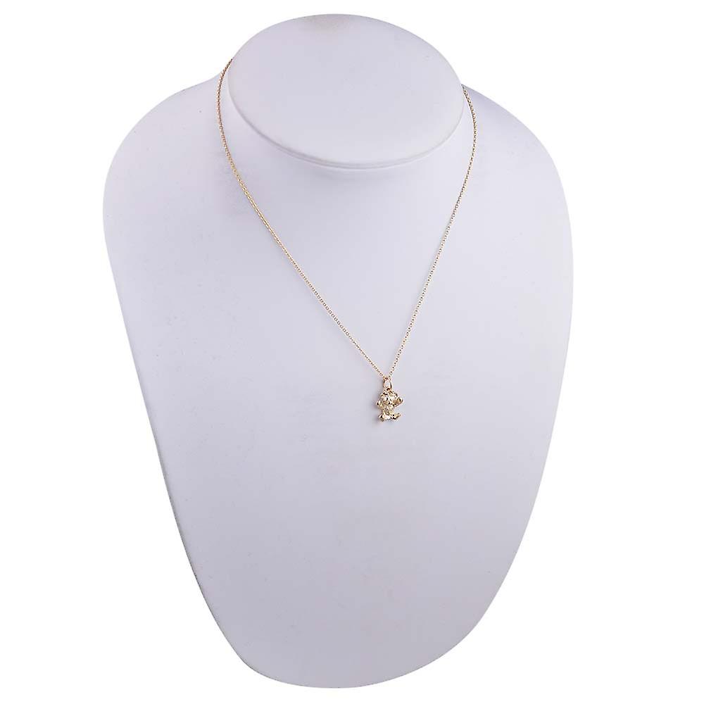 9ct Gold 13x12mm Teddy Bear Pendant with a 1.1mm wide cable Chain 16 ...