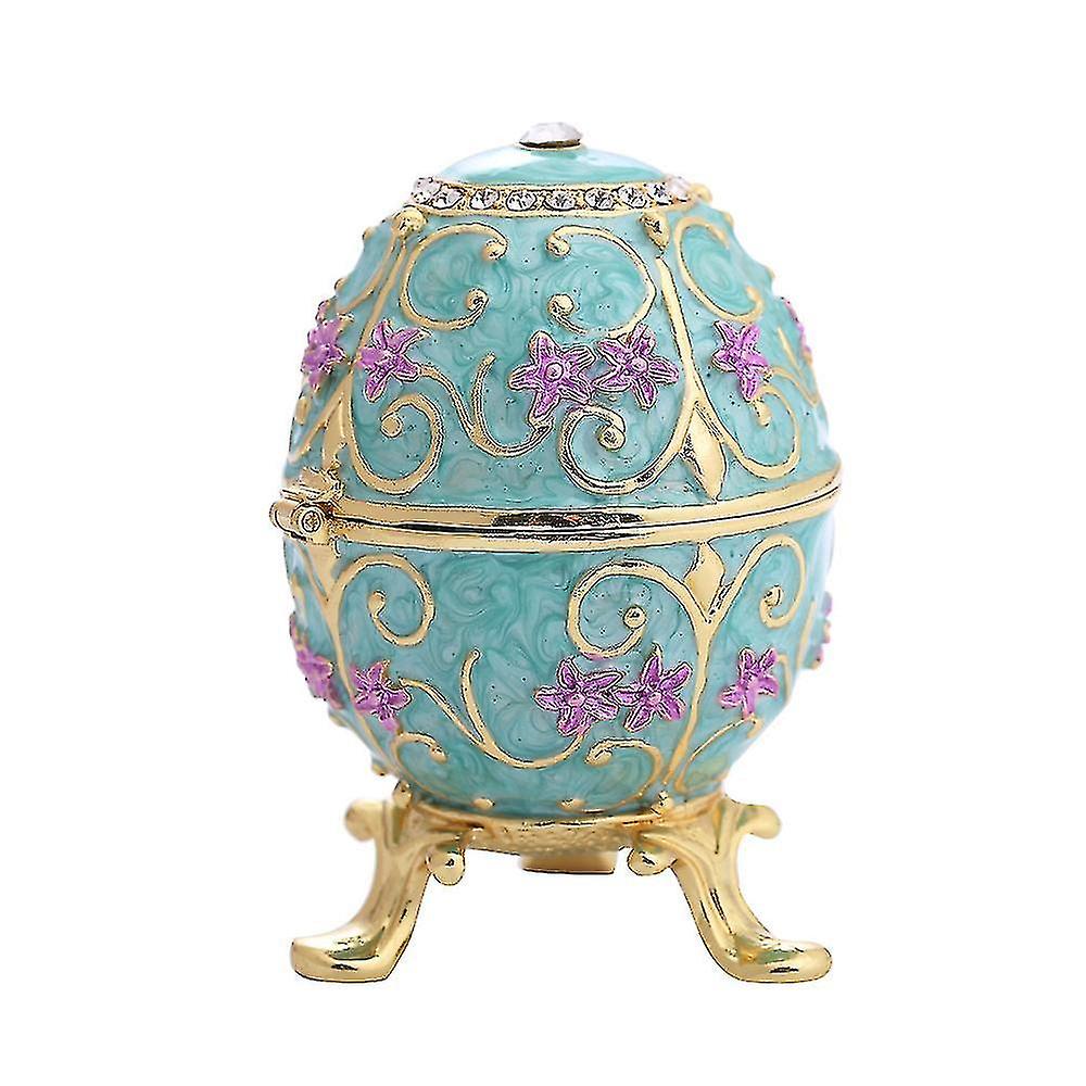 Hand Painted Enameled Faberge Egg Decorative Hinged Jewelry Trinket Box ...