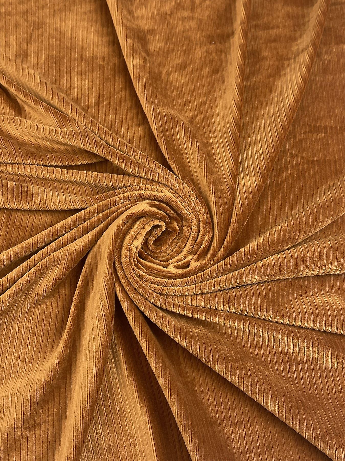 Minerva Velvet Rib Stretch Knit Fabric Rust - per metre | Fruugo US