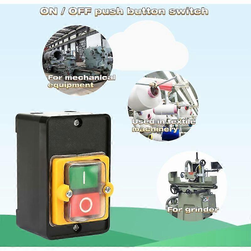 Button Switch Motor Start Stop Switch AC220V/380V 10A Waterproof On/Off ...