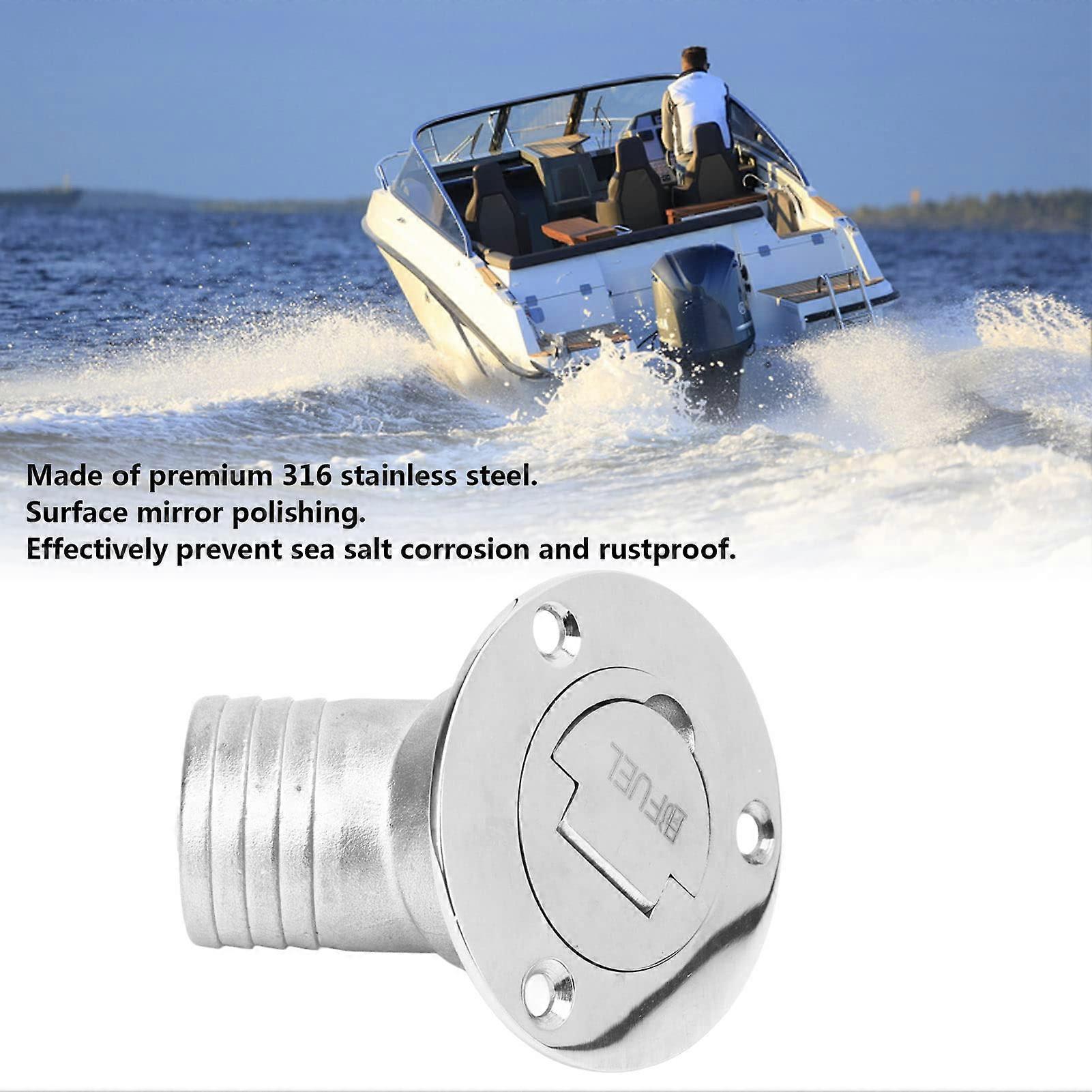 Boat Deck Fuel Filler, Stainless Steel Deck Fill Replacement Cap, 1-1/2 ...