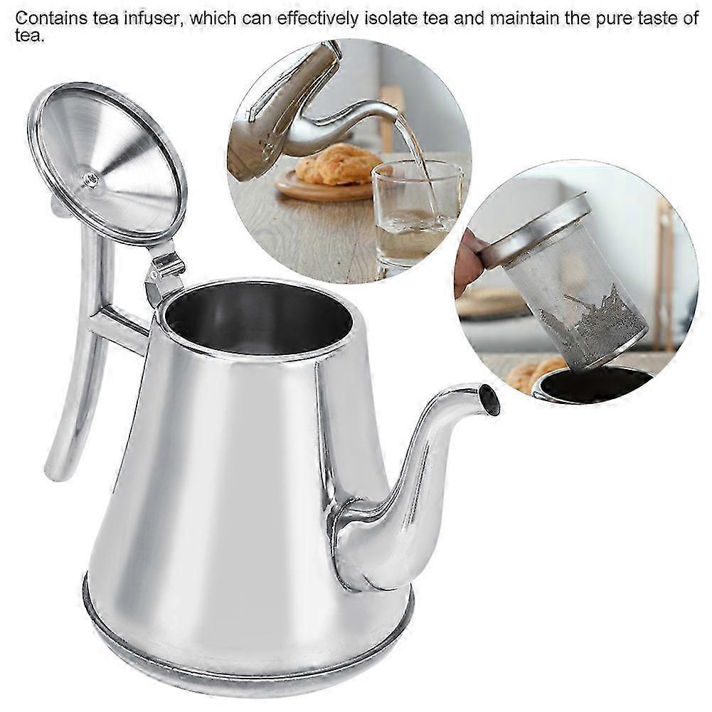 Stainless Steel Teapot with Infuser, Short Spout Tea Warmer with Kettle ...