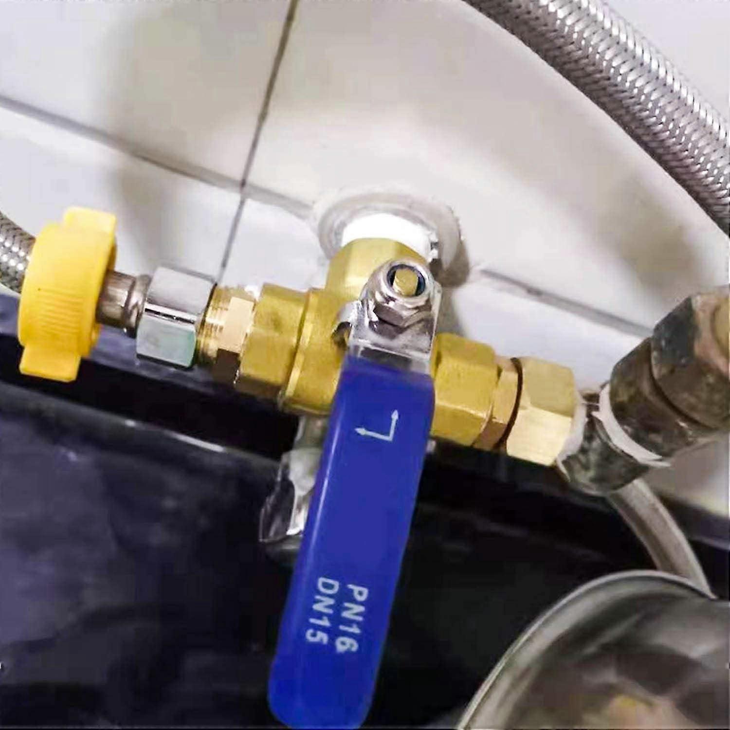 3 Way Ball Valve, 1/2" Brass Ball Valve, with Stainless Steel Handle ...