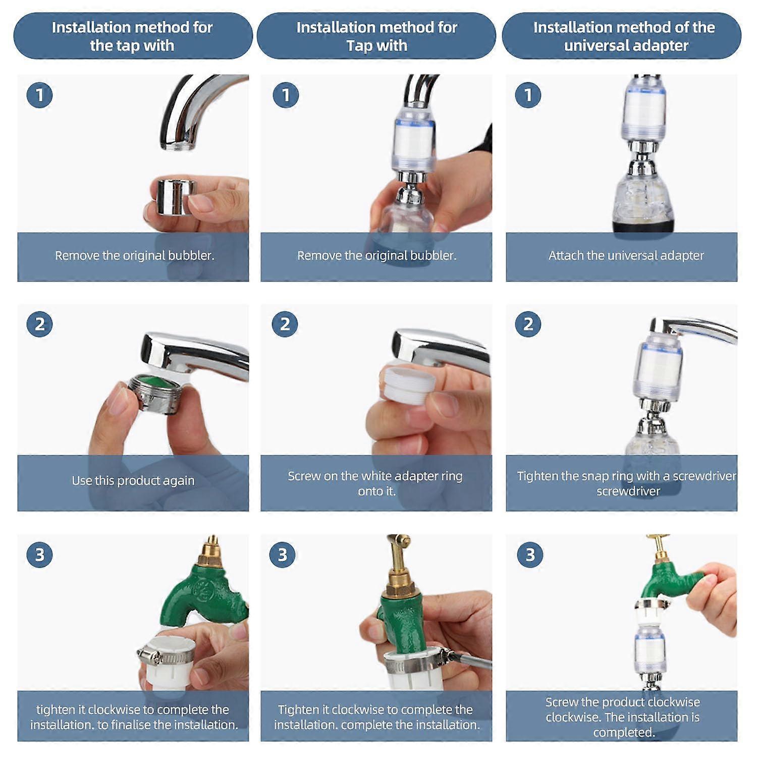 Water Filter Tap, 360 Rotatable Tap Filter with 4 Pieces Cotton Filter ...