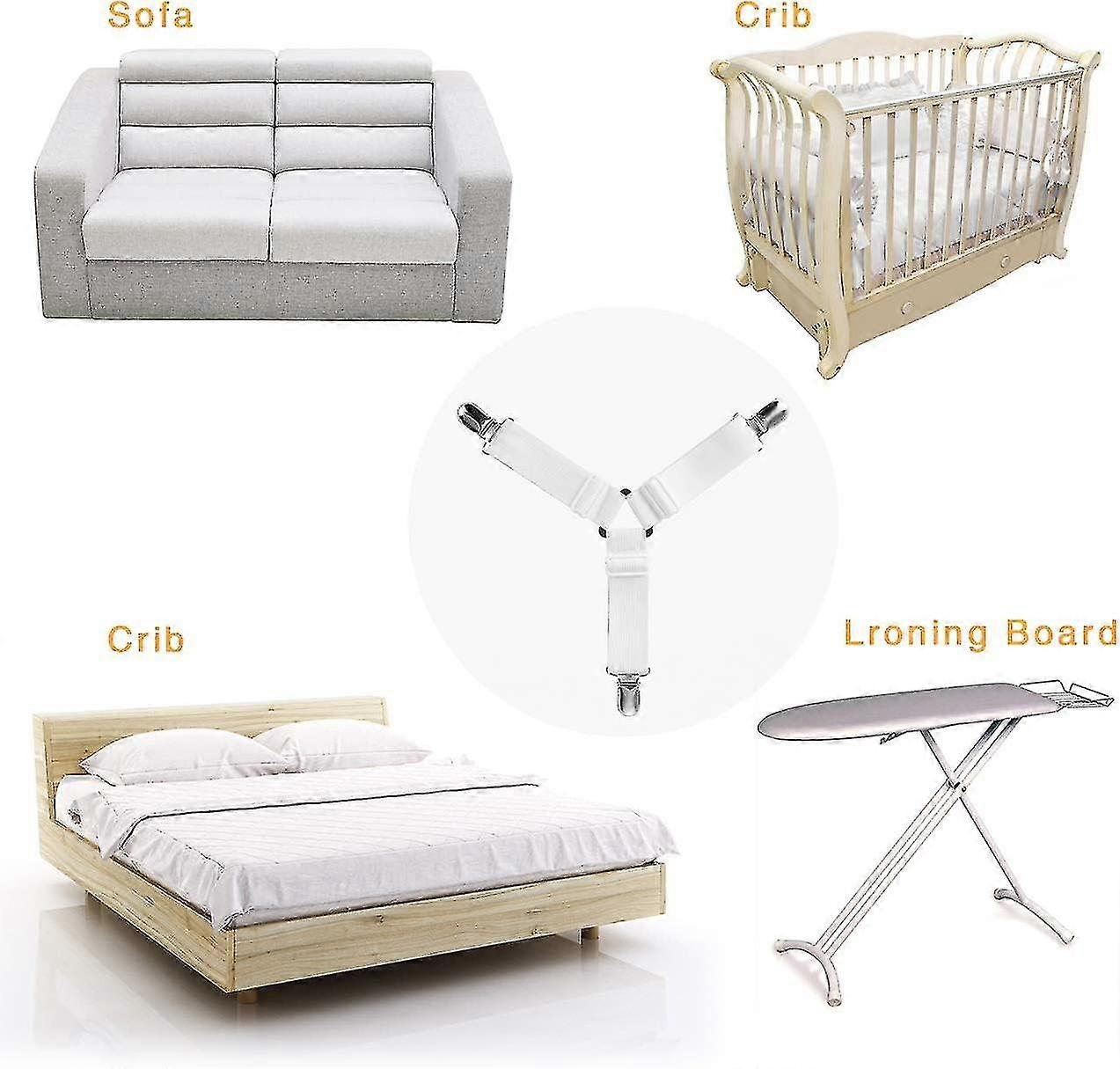 4pcs Triangle Elastic Fitted Sheet Clip Fastener Adjustable Retainer ...