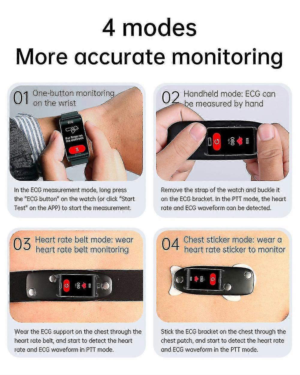 New Blood Glucose Sugar Smart Watch Body Temperature Ecg Hrv Monitor ...