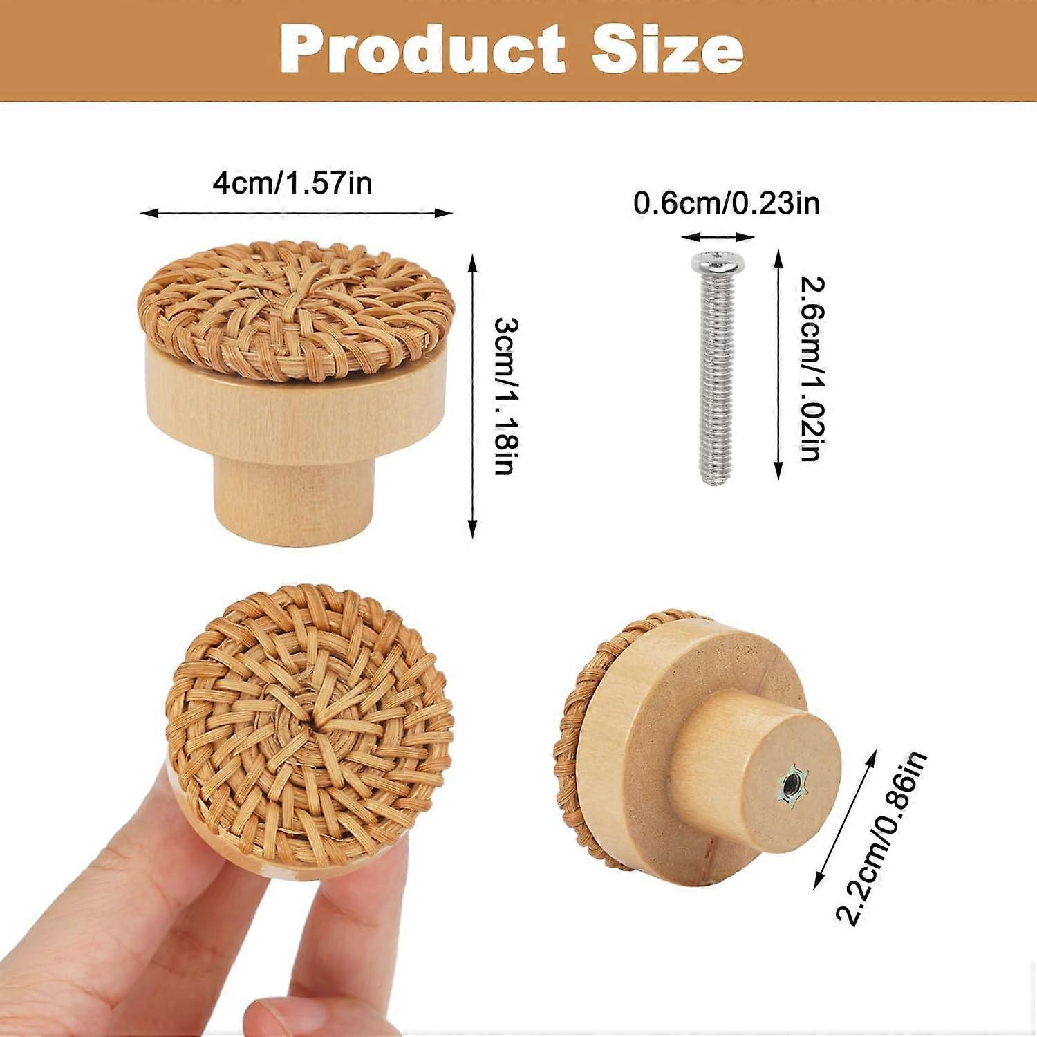 6 Pieces Wooden Rattan Furniture Knobs, Wooden Furniture Handle, Drawer Knob, Door Knobs for ...