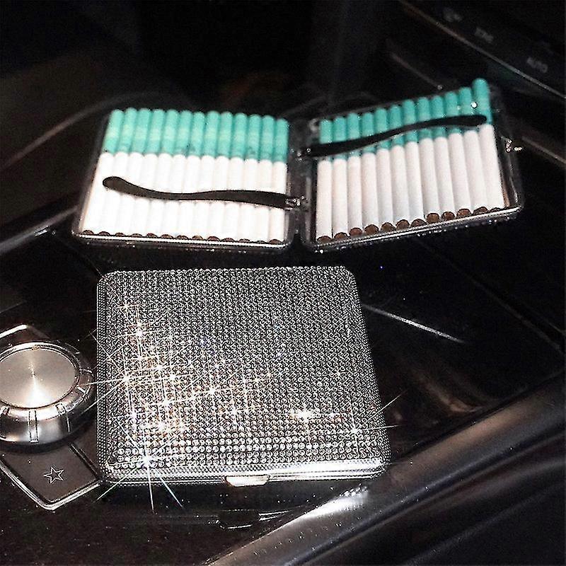 Metal Cigarette Cases Bling Crystal Cigarette Box Open Pocket Holder ...