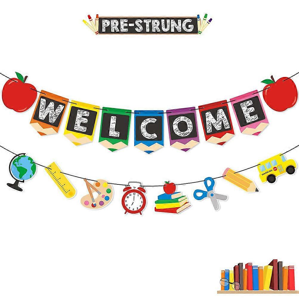 Creative Welcome Bunting Colorful Starting School Pull Flag Hanging ...