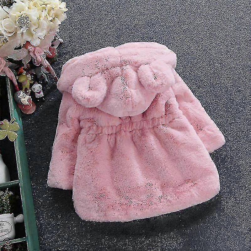 Children Girls Fluffy Faux Fur Hooded Parka Coat Fleece Thick Jacket ...