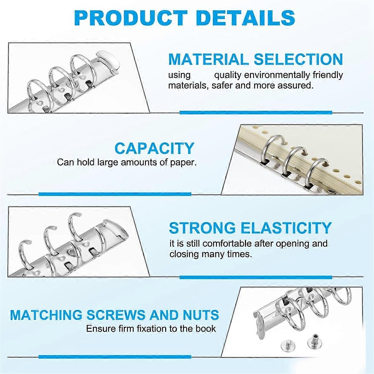 B5 9-Hole Ring Binder Mechanisms, 4 Set Binder Spine Replacement for ...