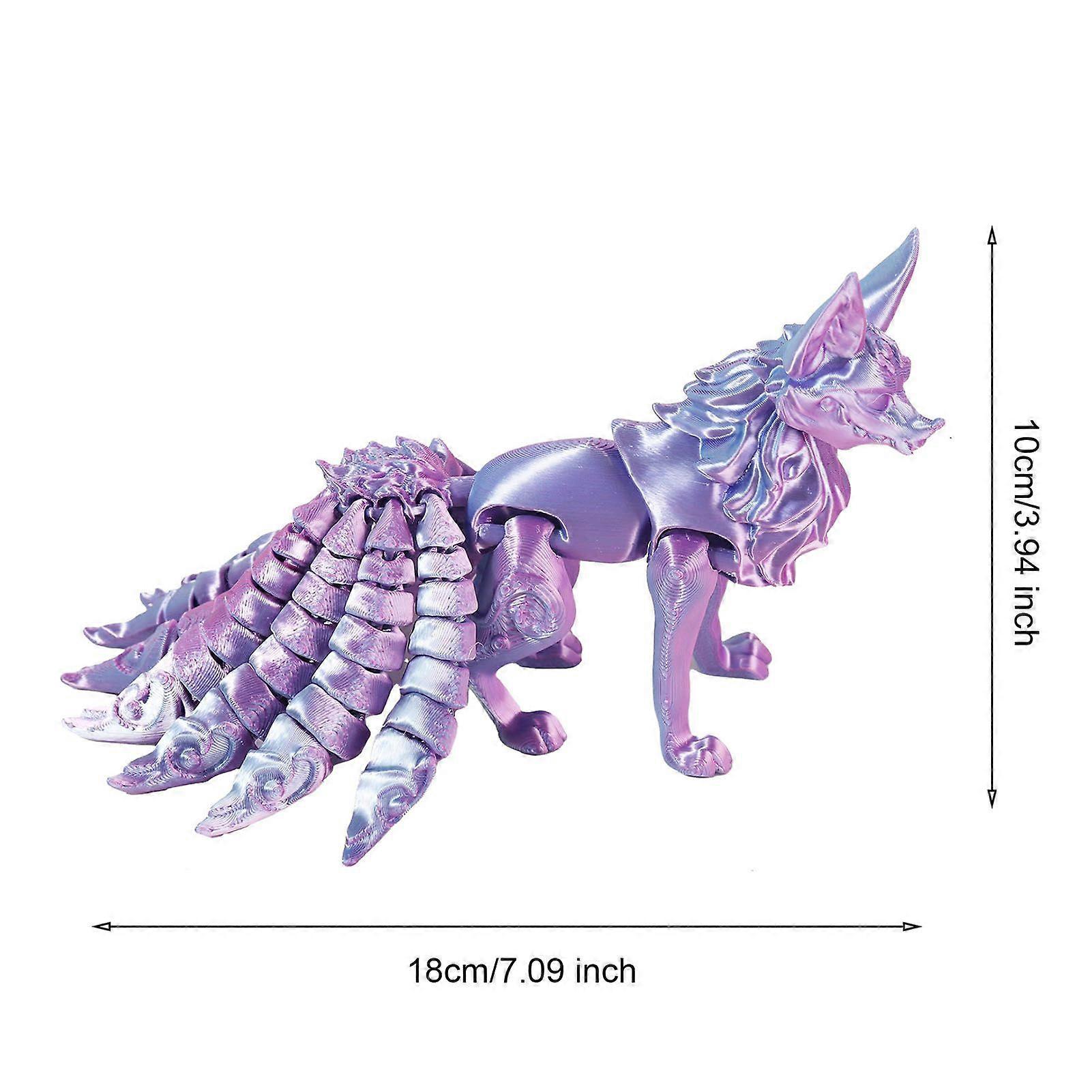 3D Printed Fox Ornament Nine Tailed Fox Figurine with Articulated Tails ...