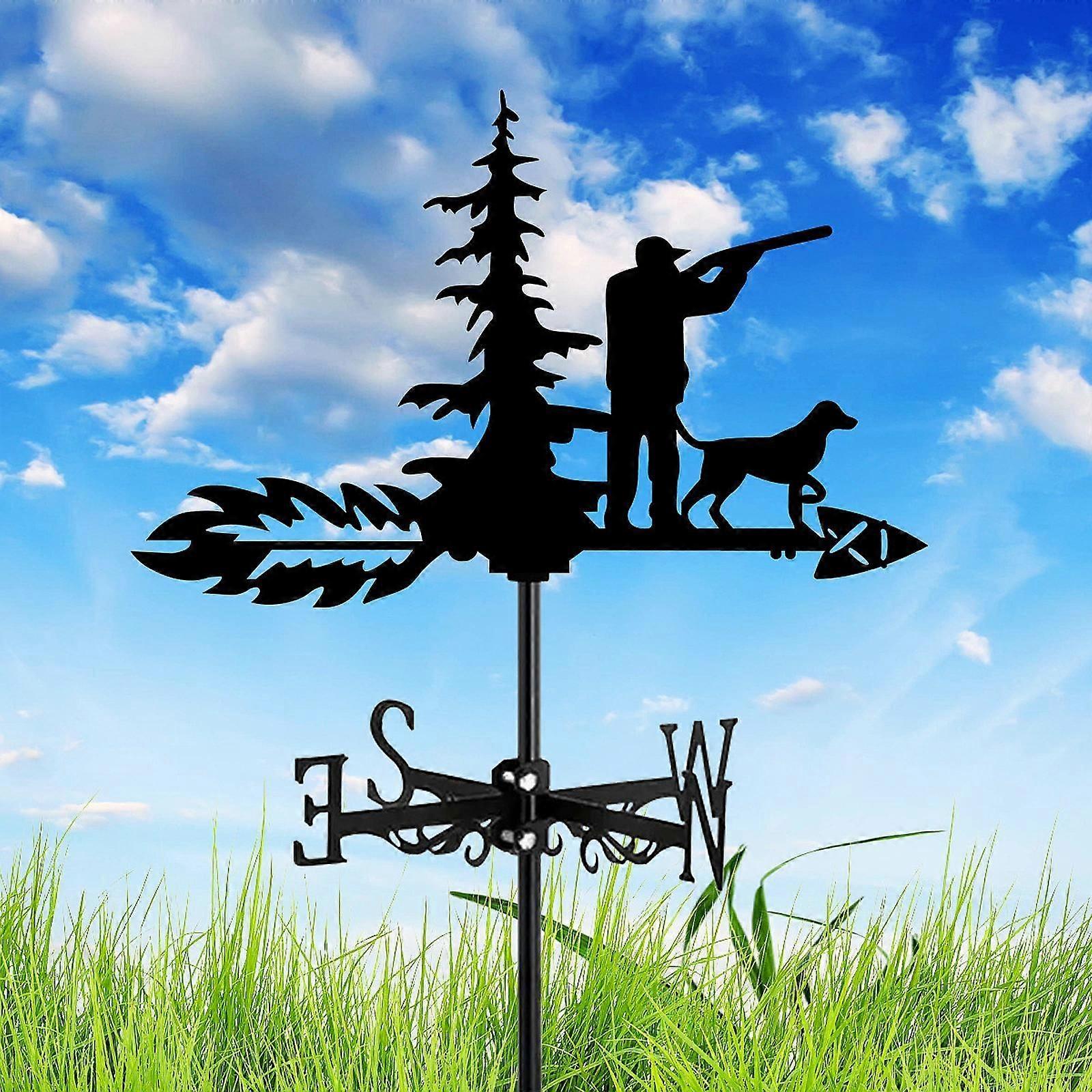 Man Dog Weathervane Wind Direction Indicator Roof Lawn Porch Metal Wind ...