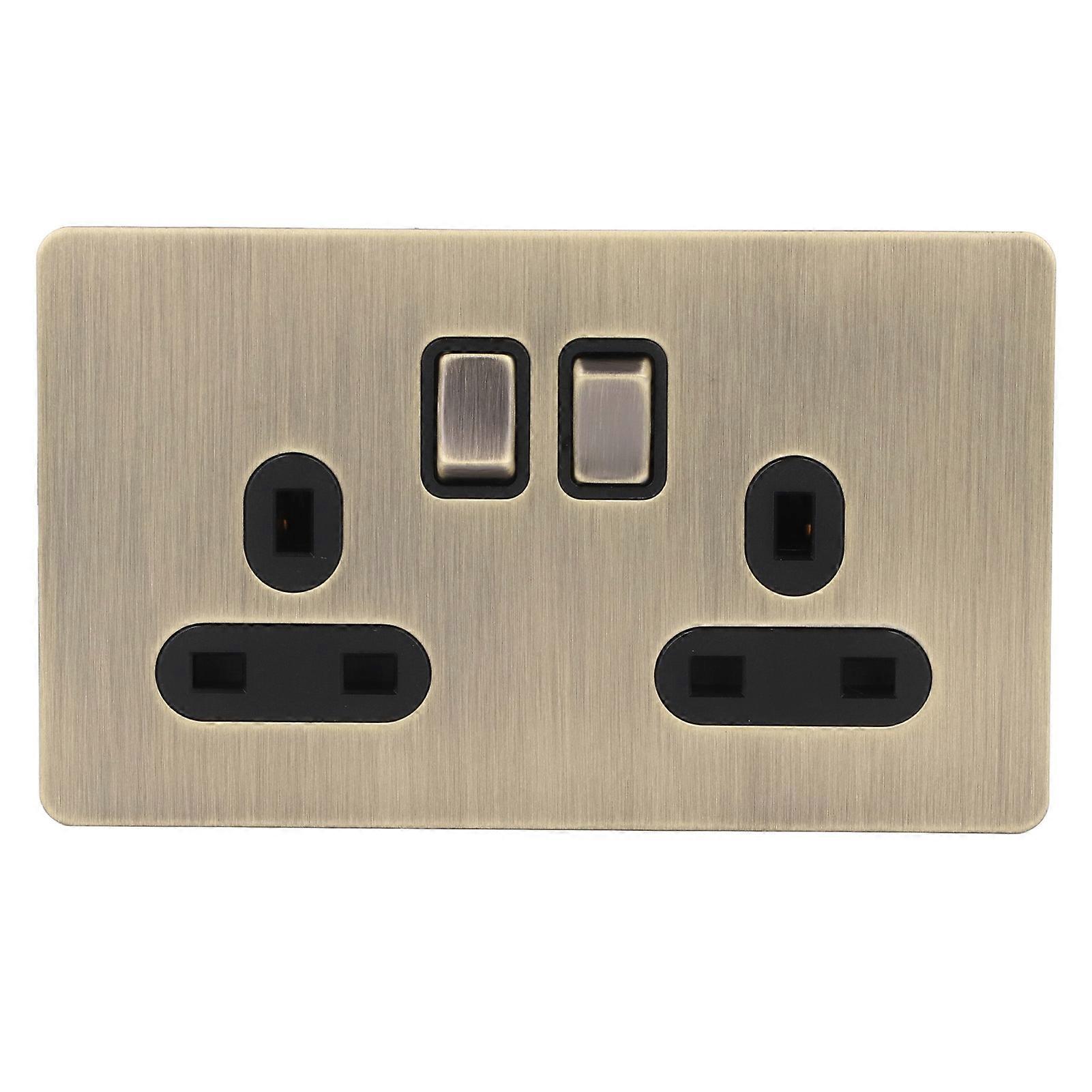 Wall Power Socket with 2 Push Switches and Dual AC Outlets, Bronze ...