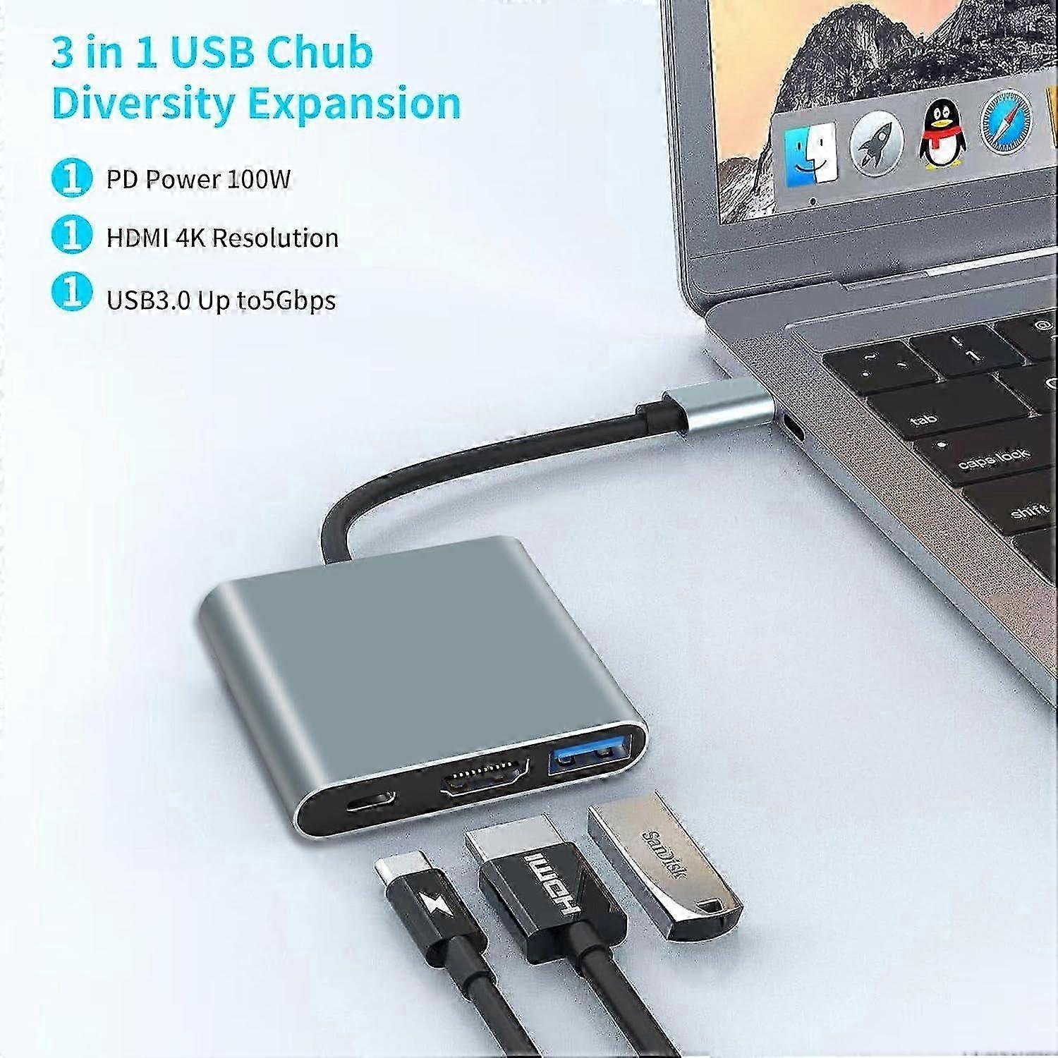 2025 Dernier modèle Adaptateur USB C vers HDMI, Adaptateur multiport AV numérique 3-en-1 HDMI ...