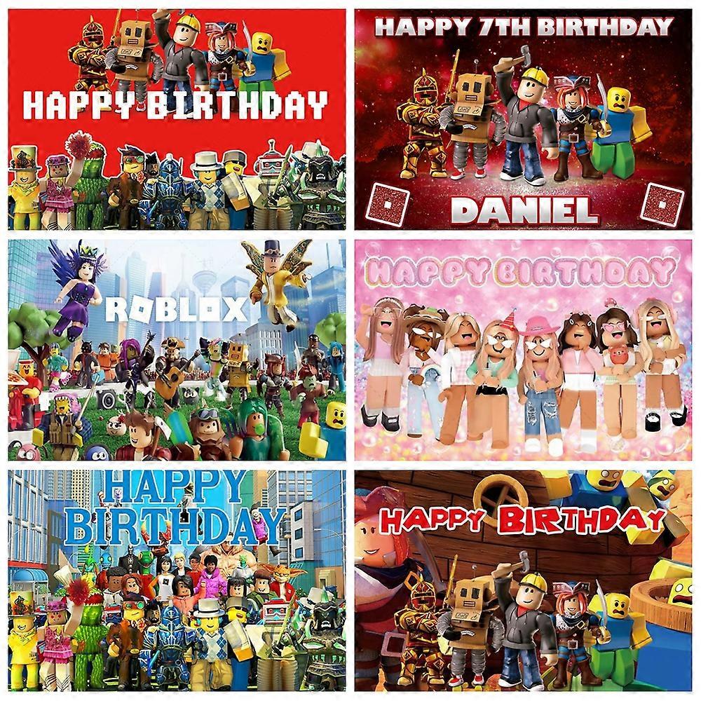 ??R-Roblox Birthday Backdrop Children's Party Baby Shower Custom Photo ...