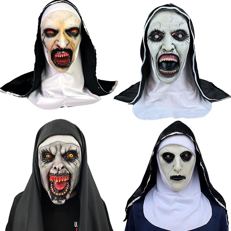 The Horror Scary Nun Latex Mask W/headscarf Valak Cosplay For Halloween ...
