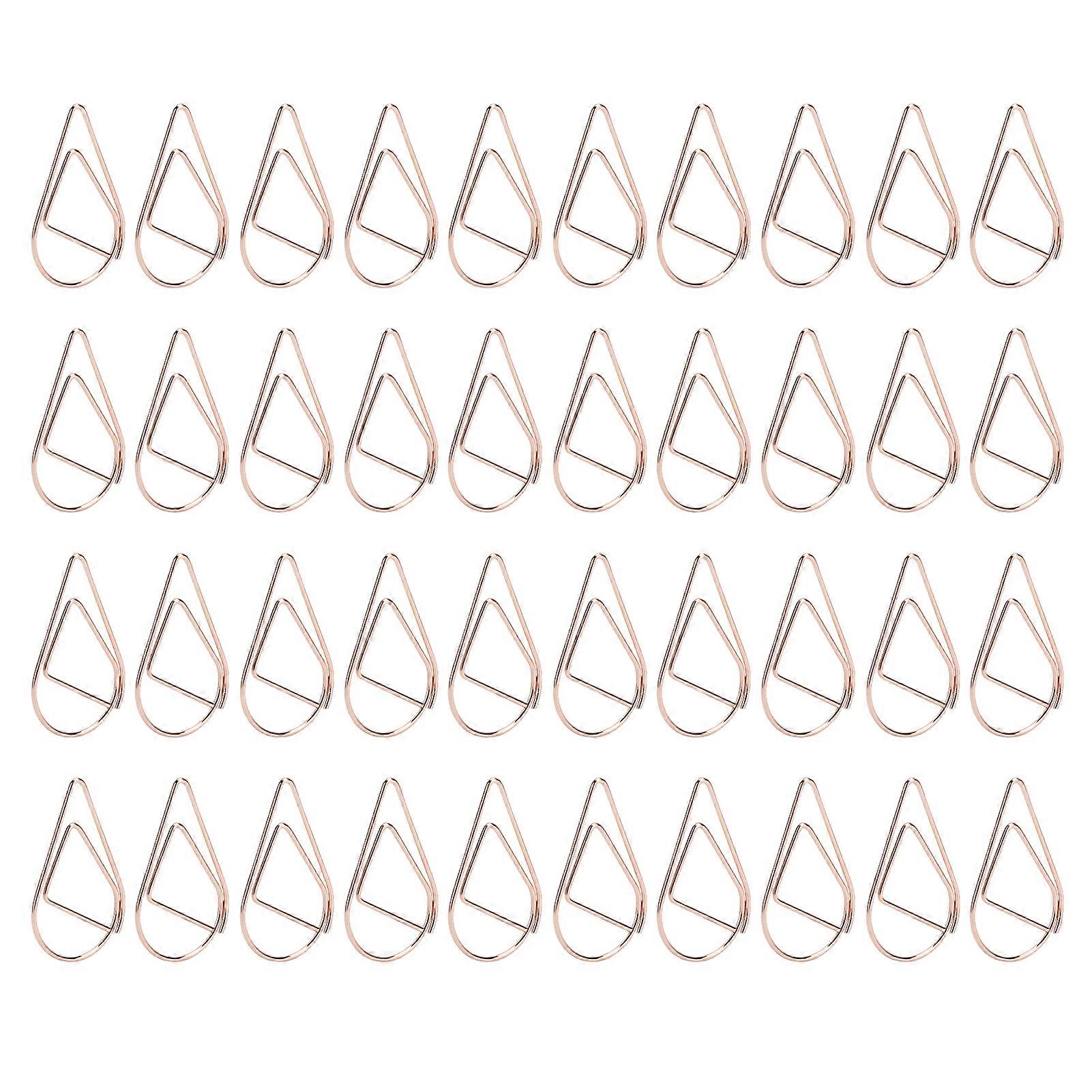 Water Drops Shape Paper Clips 40Pcs Rose Gold Cute Pins for Office File ...