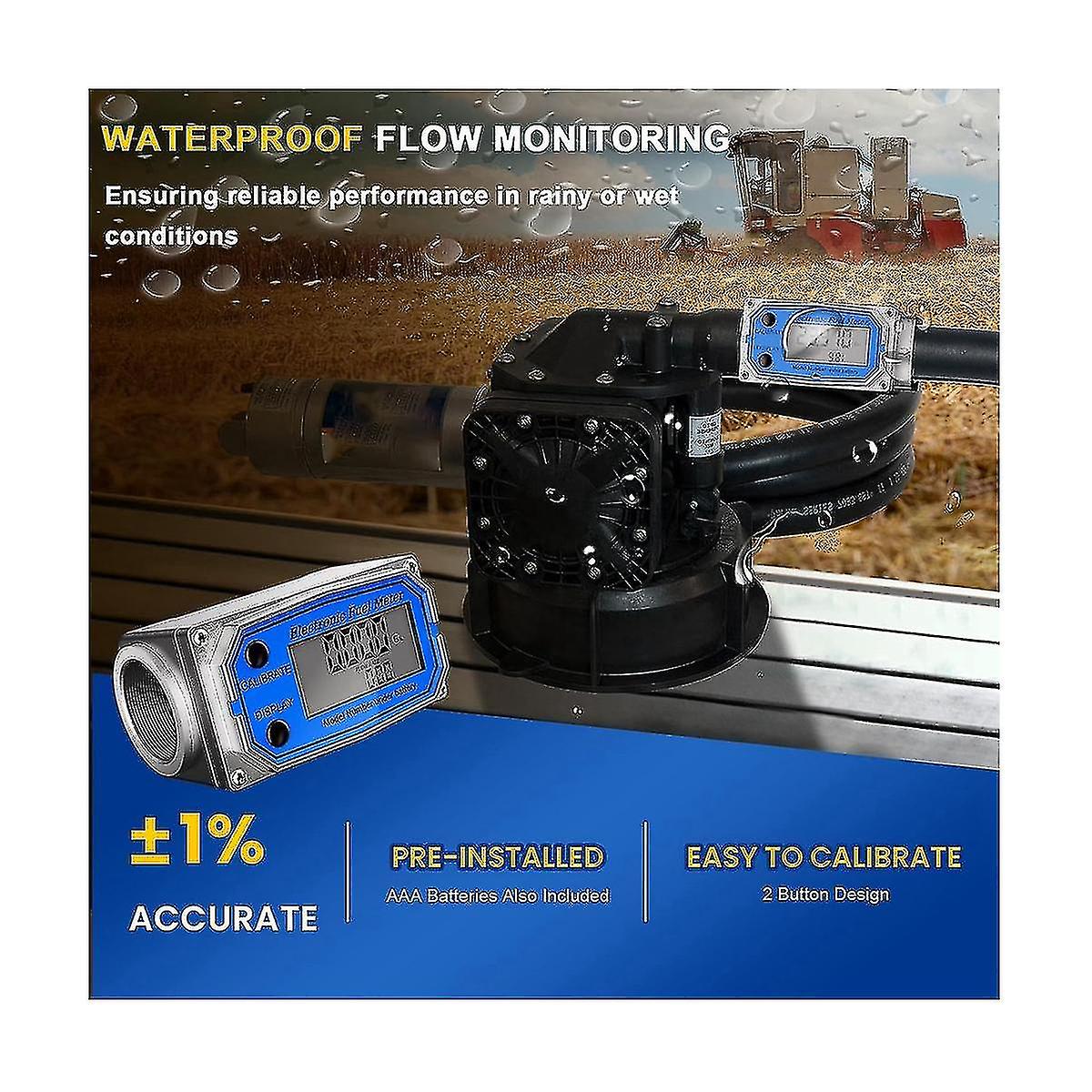 Flow Meter 3/4 Inches - Waterproof Digital Flow Meter Aluminum Alloy ...