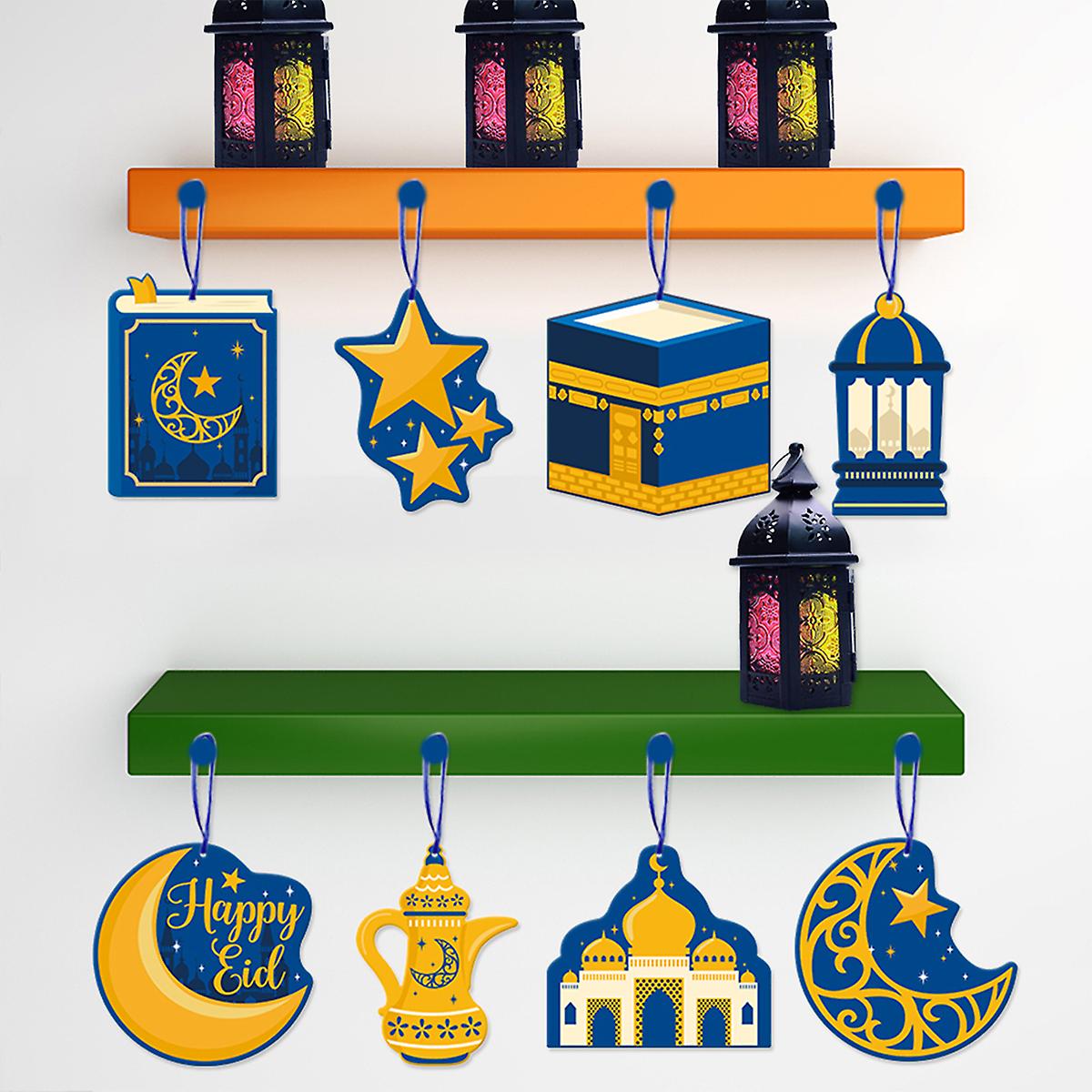 10pcs Eid Mubarak Hanging Pendants Ramadan Decoration For Home Mubarak ...