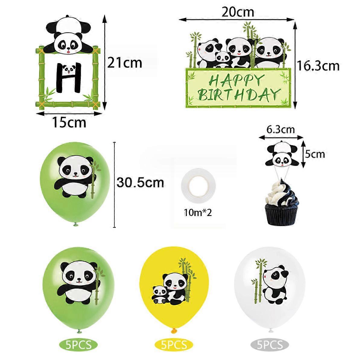 Panda Party Supplies, Panda Happy Birthday Banner, Balloons Cupcake ...