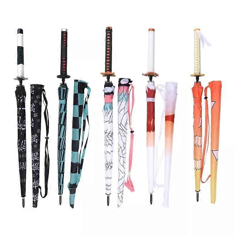 2024 Anime Demon Slayer Katana Umbrella Sunshade Long Handle Parasol ...