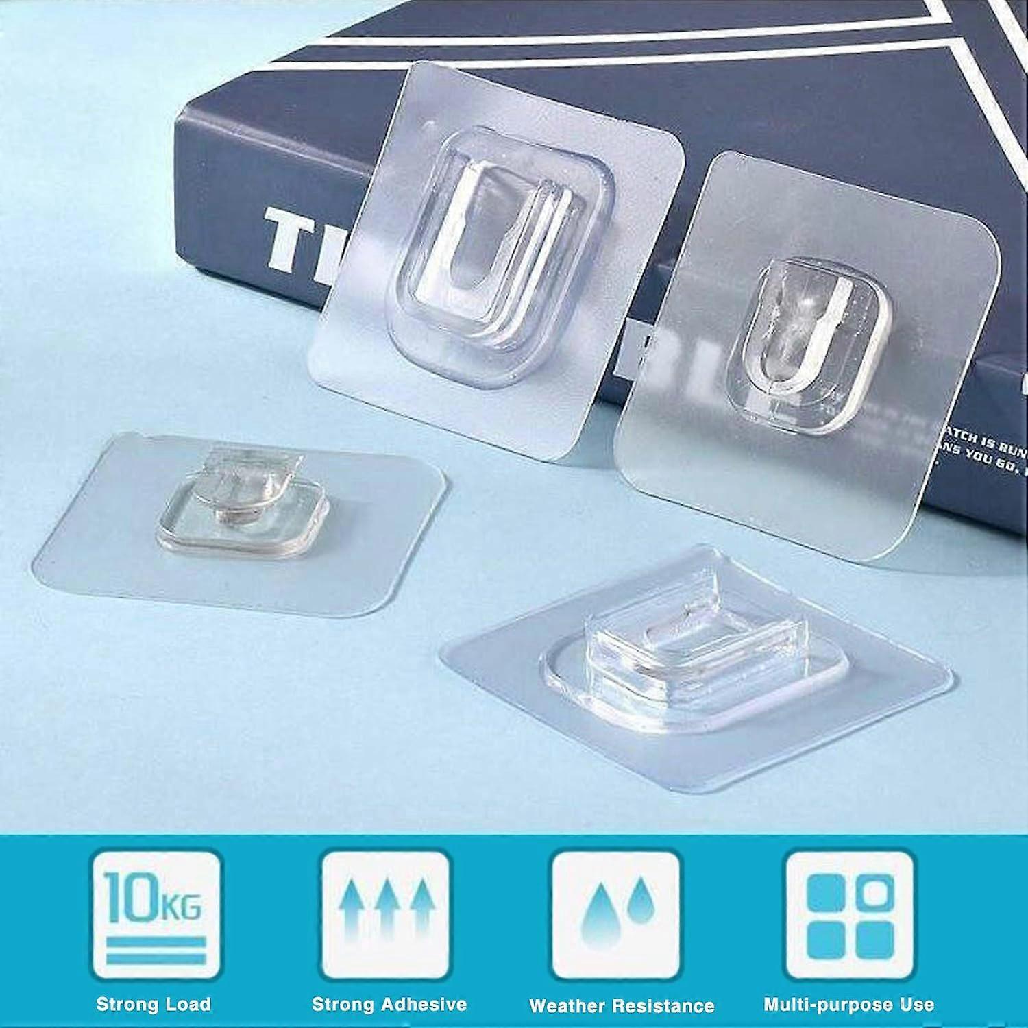 16 Pairs Double-Sided Adhesive Wall Hooks, Reusable Seamless Hooks ...
