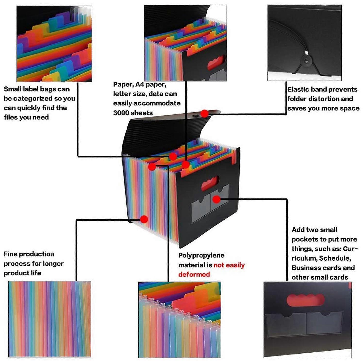 Expanding Filing Box 24 Compartments Plastic Expandable File Folders ...
