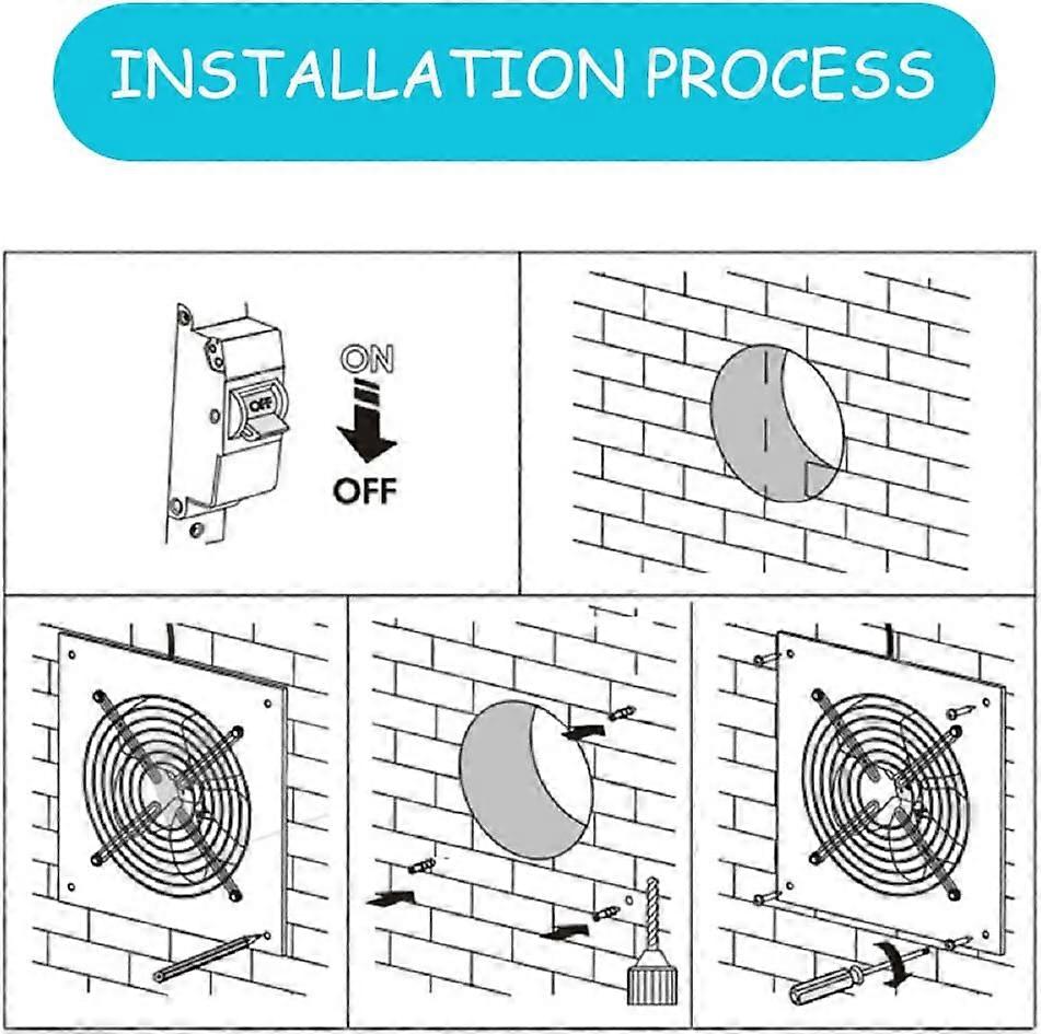 inch Exhaust Fan, 382 CFM Wall Mounted Vent Fans, Ventilation Blower ...