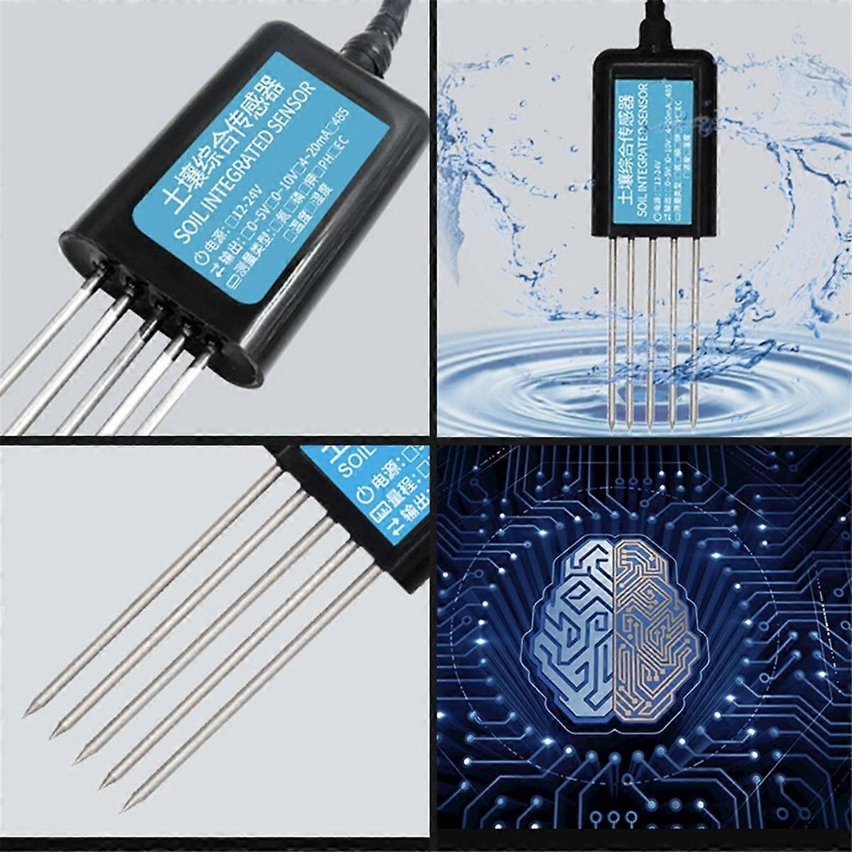 7 in 1 RS485 Soil Temperature Humidity Sensor PH Conductivity Nutrient ...