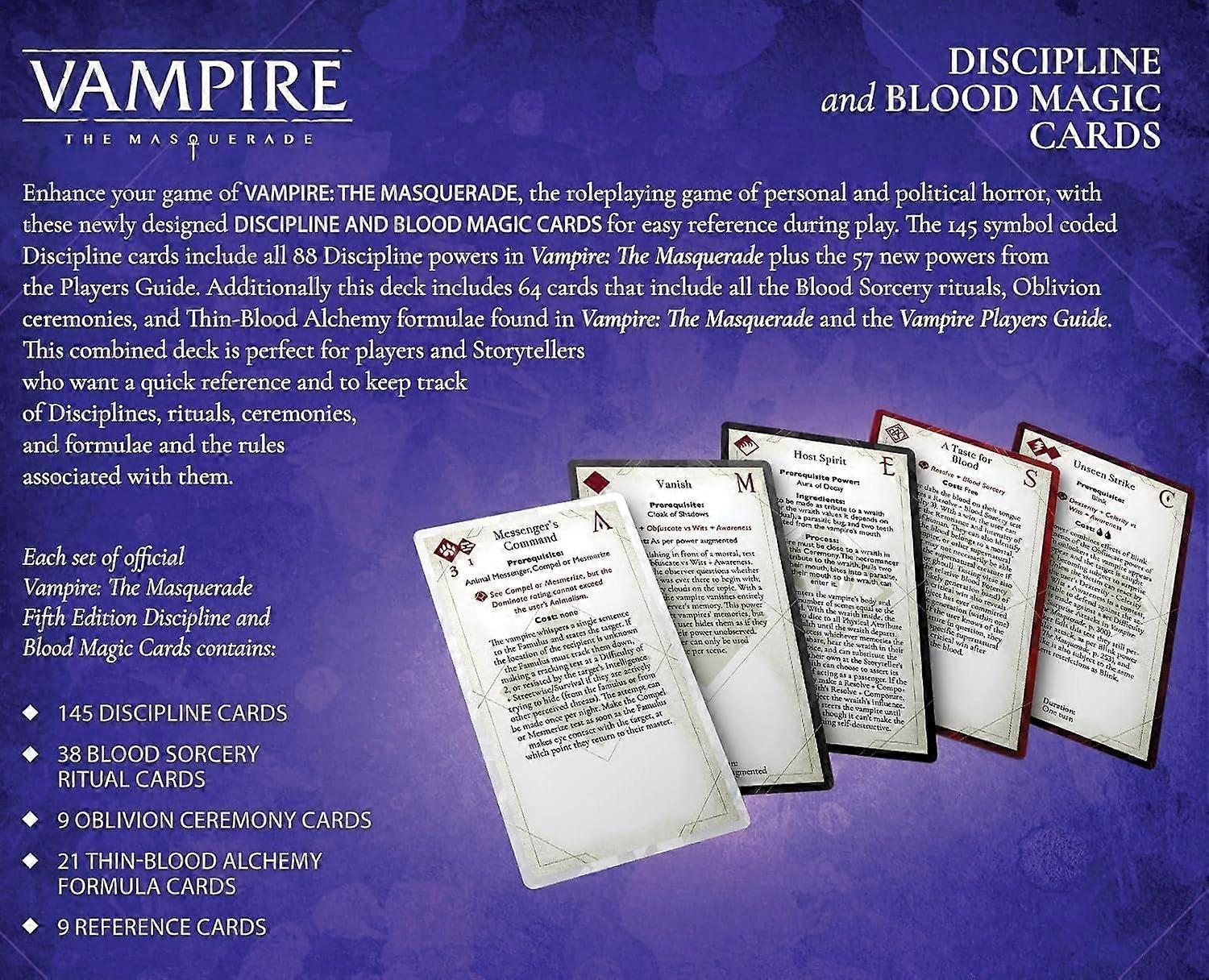 Discipline and Blood Magic Cards Vampire The Masquerade 5th Edition RPG ...