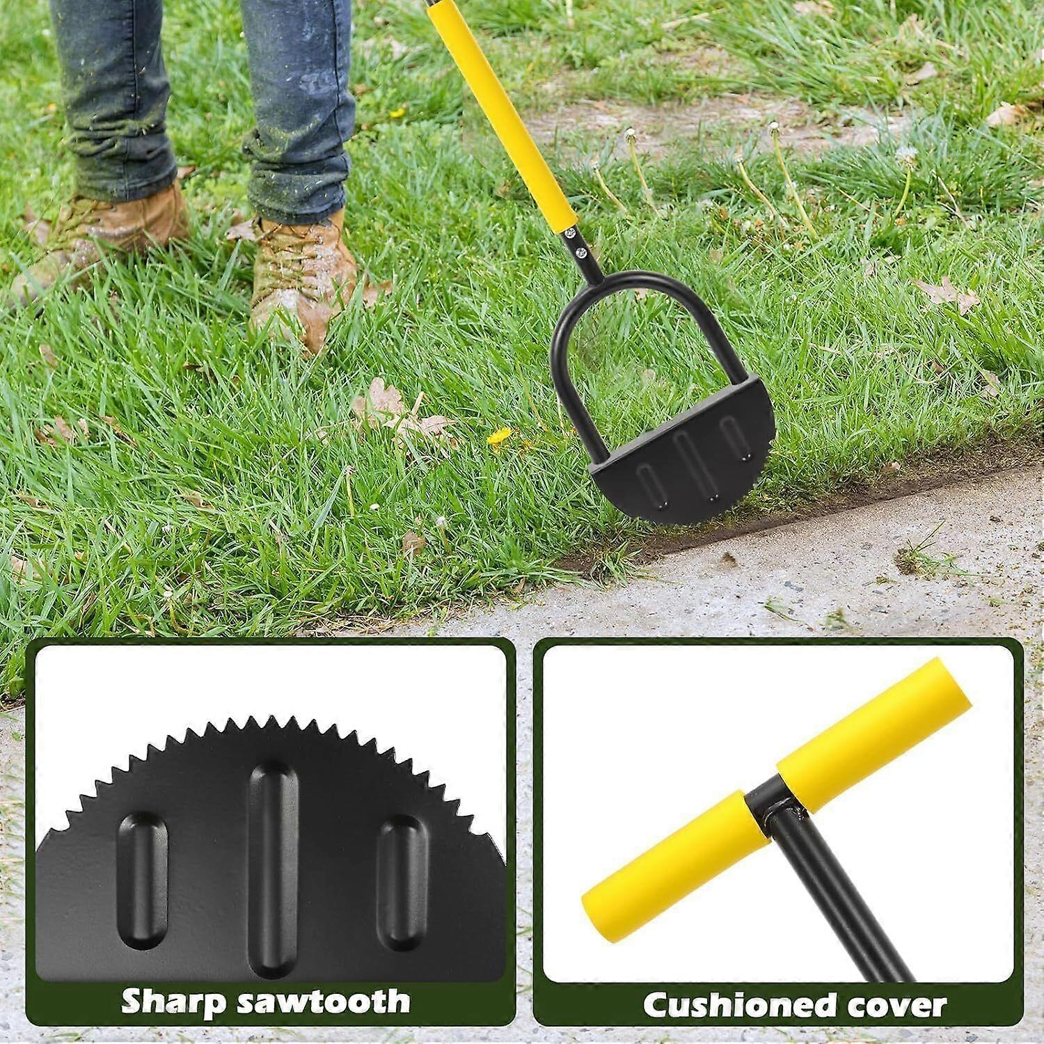 Saw-Tooth Lawn Edging Tool, T-Grip Half Moon Lawn Edger, Long Handled ...