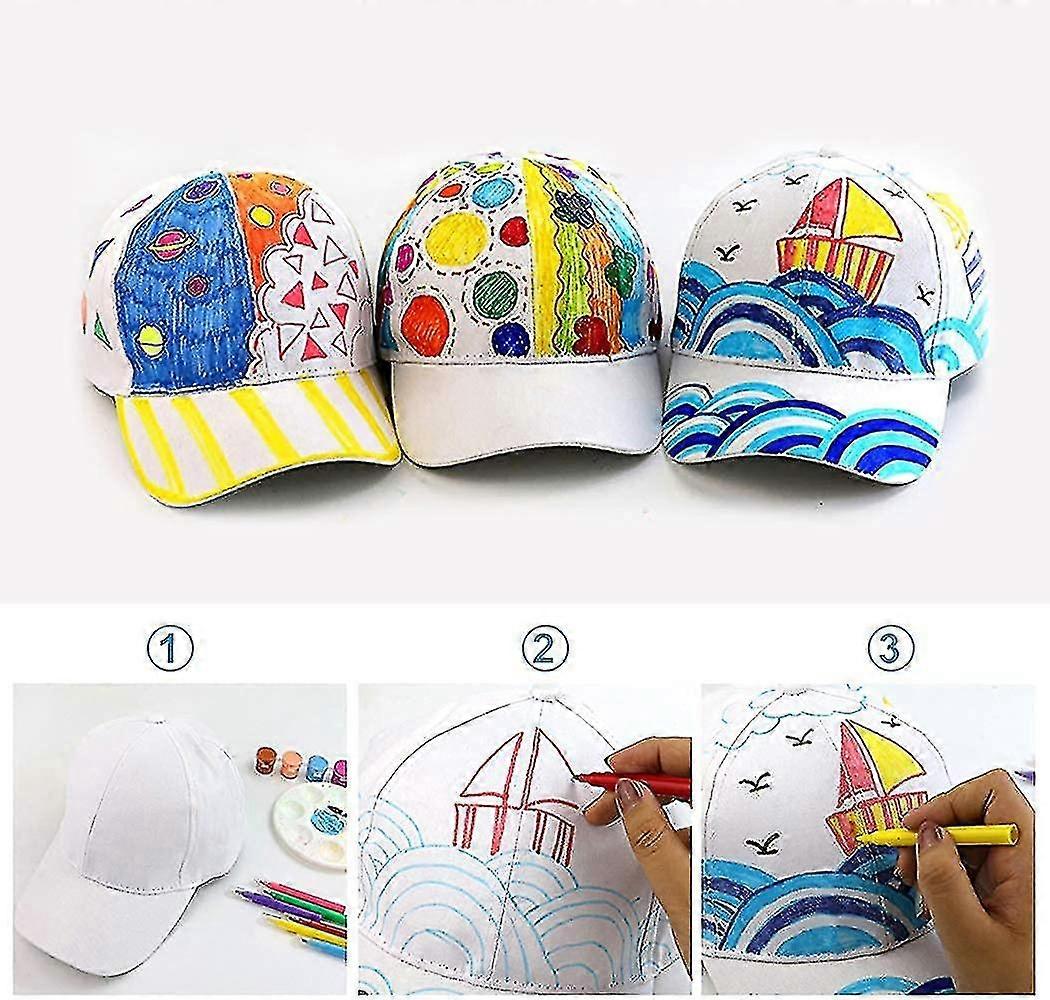 Xh White Hand-painted Peaked Cap Blank Graffiti Diy Creative Coloring ...