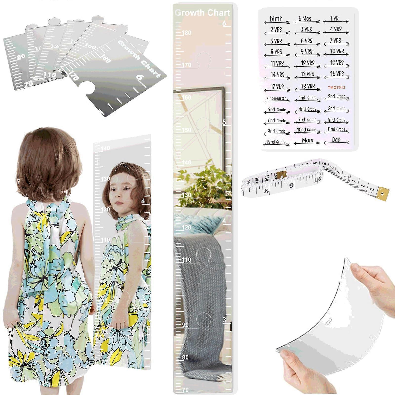 Personalized Puzzle Mirror Growth Chart for Kids, 70-180cm Kids Height Chart for Wall, Height ...