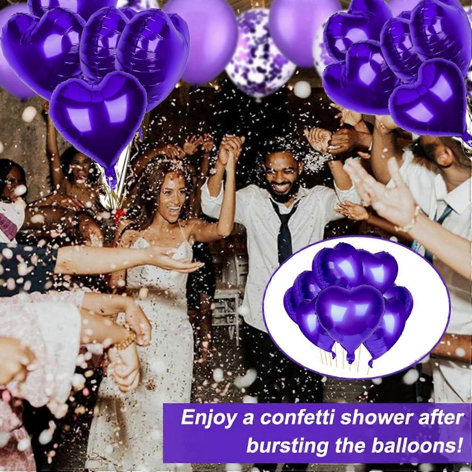 Purple Heart Balloons, 50Pcs 10 Inch Purple Heart Foil Balloons Large ...