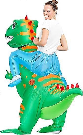 Printed green dinosaur inflatable costume, adults | Fruugo UK