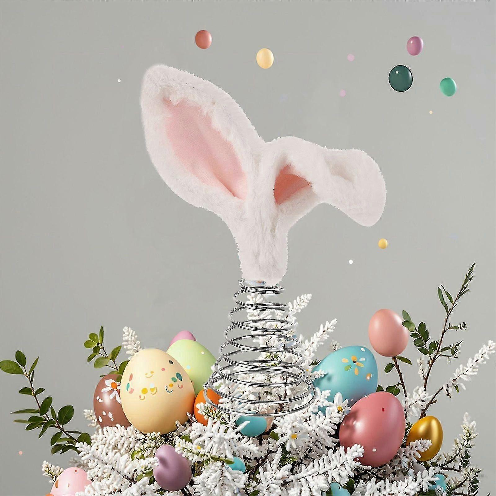 Easter Tree Topper with Bunny Ears Plush Metal Rabbit Decoration ...
