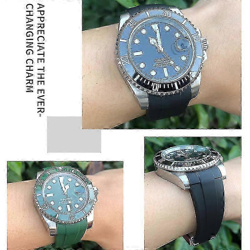 Black Silicone Watch Band for Rolex Submariner Daytona GMT Yacht-Master ...