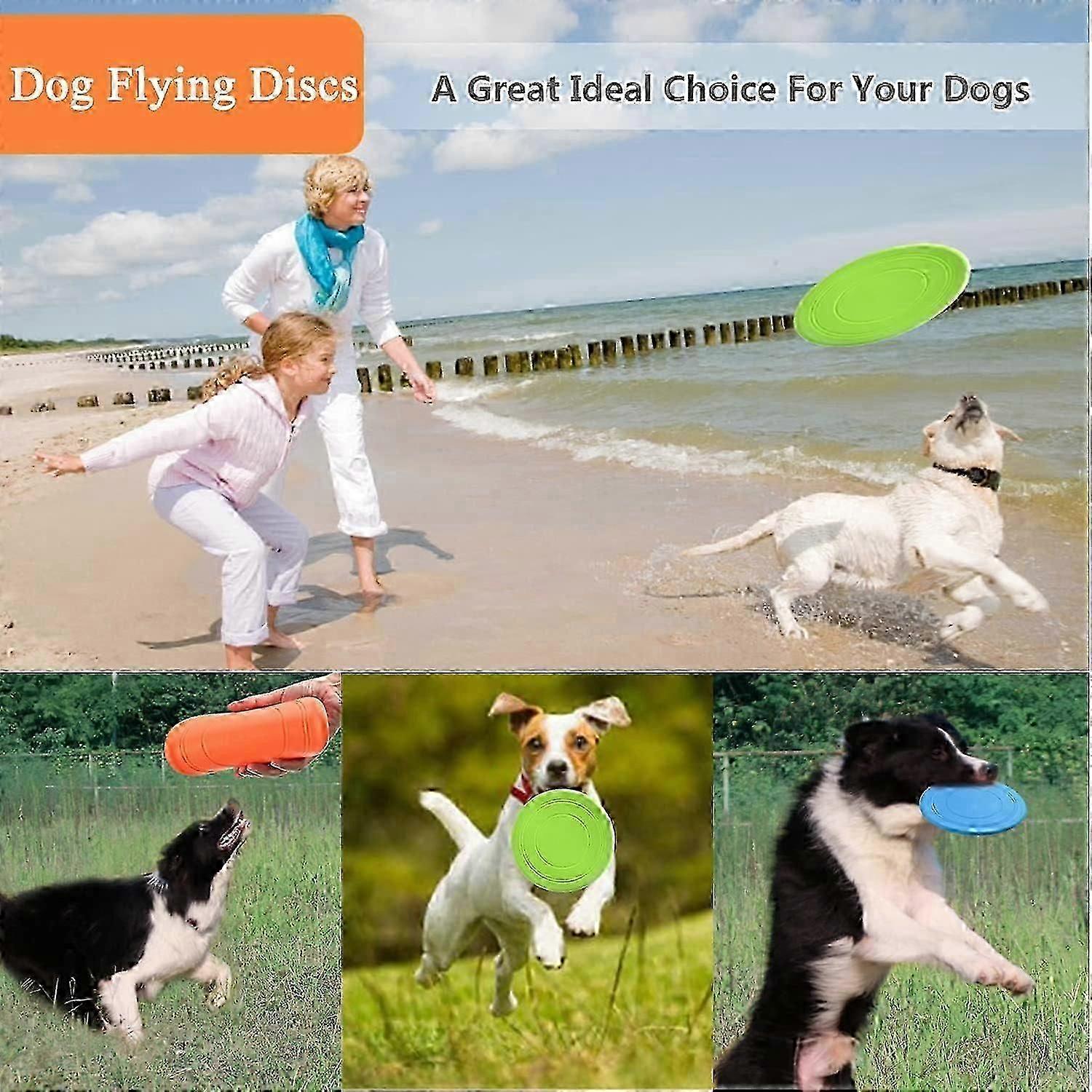 Dog Flying Disc, 3 Pack Dog Flyer Dog Toy, Dog Soft Rubber Interactive ...