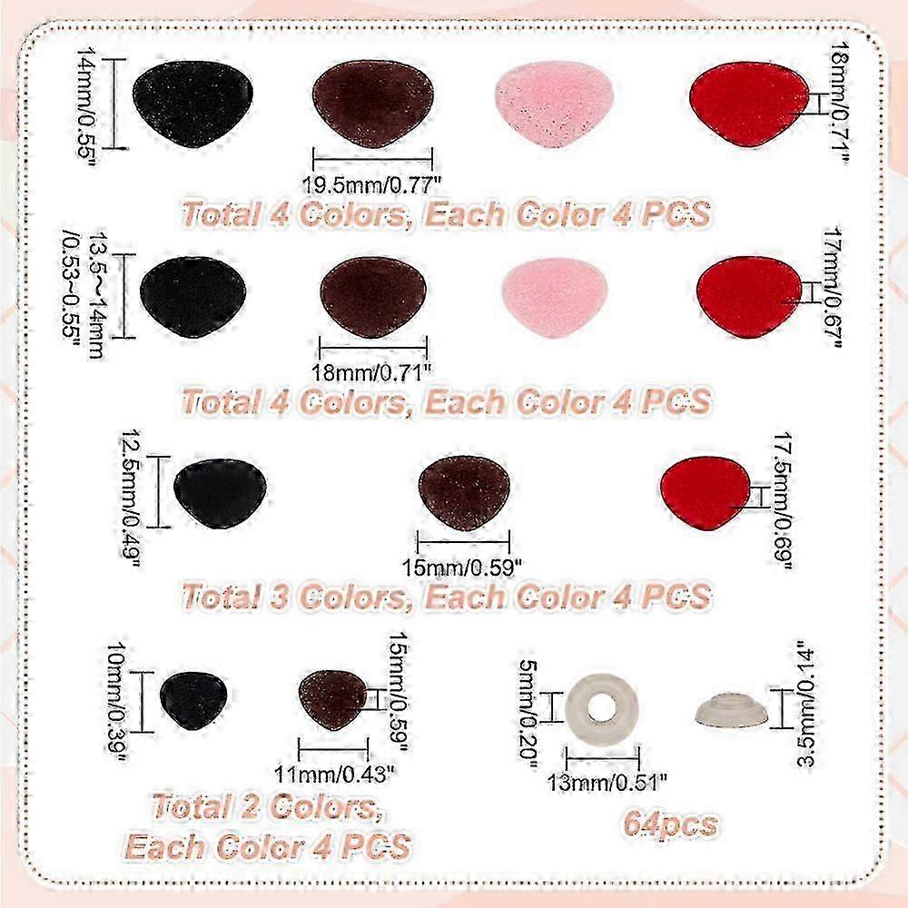 52pcs Plastic Triangle Animal Safety Noses with Washers - Flocking ...