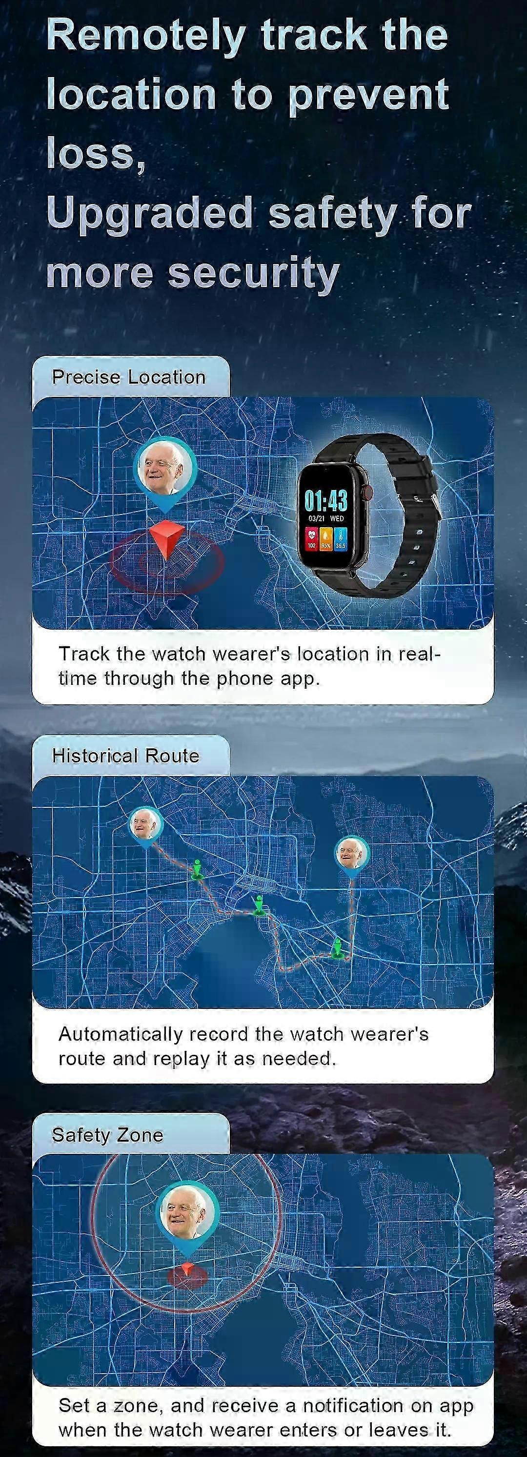 con Fall Detection Watch SOS Watch Senior Elderly GPS Positioning 4G ...