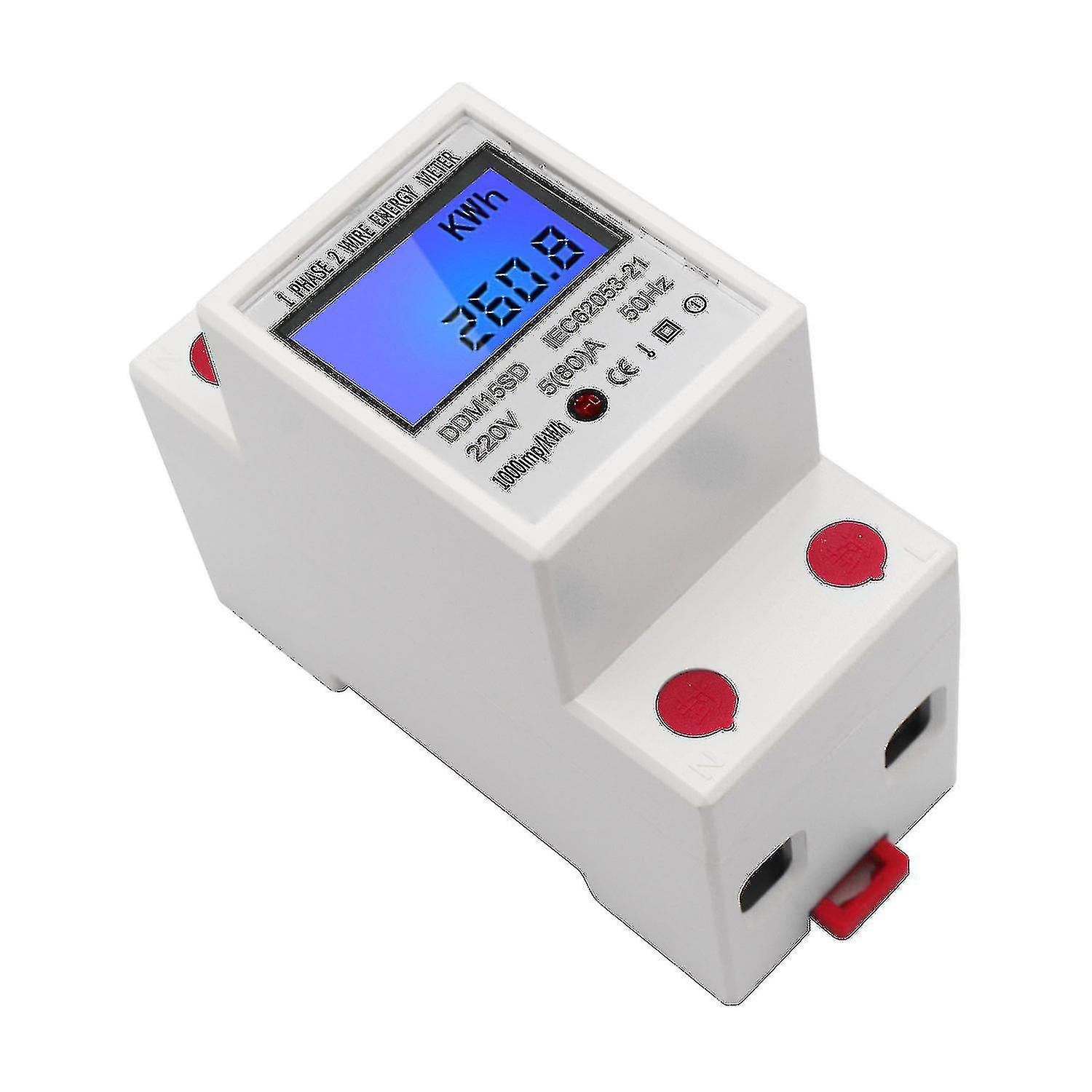 Single Phase Din-rail Energy Meter 5-80a 220v 50hz Electronic Kwh Meter With Lcd Backlight ...