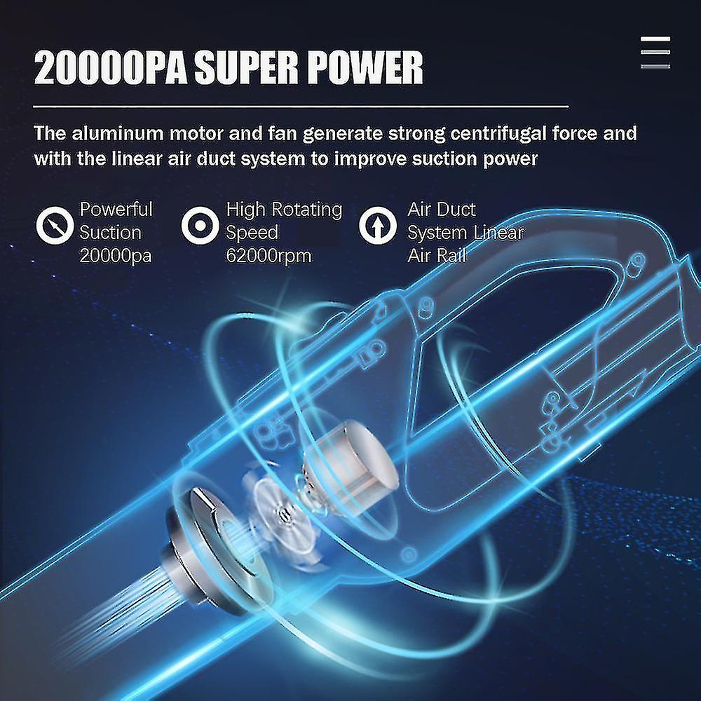 Cordless Vacuum Cleaner Rechargeable Stick Vacuum with 20000pa Powerful Suction 2 In 1 Handle ...